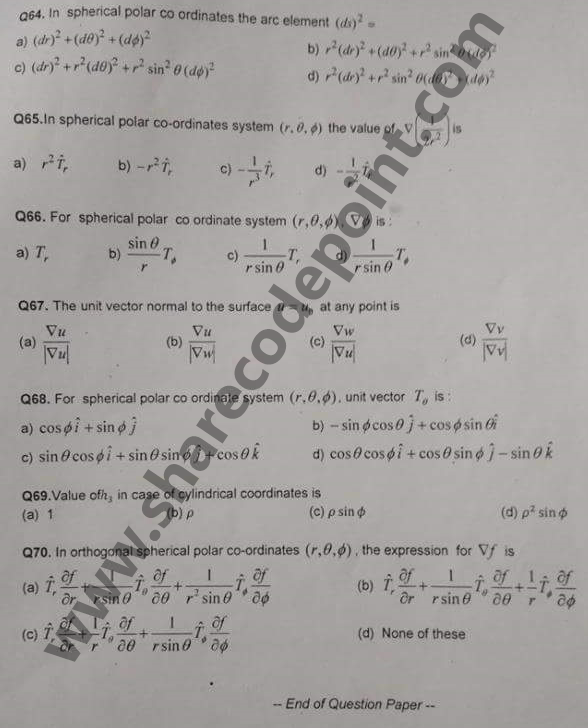 Mth212 Multivariate Analysis Linear Algebra And Special Functions End Term Exam Question Paper