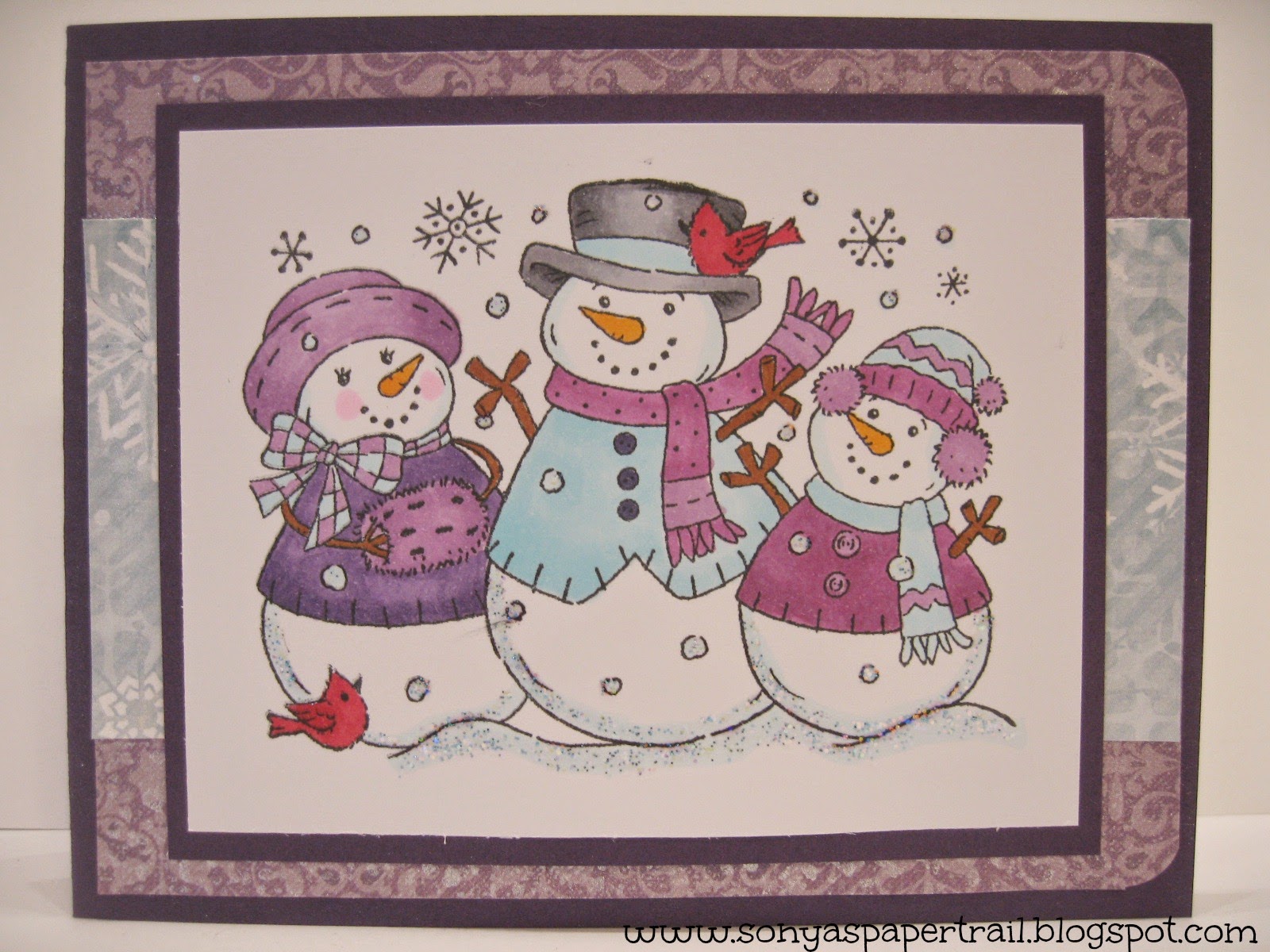 She's a Sassy Lady: June Holiday Card--sweet snowmen!