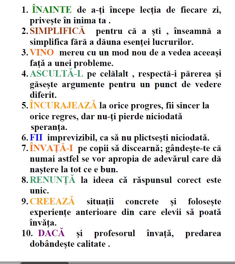 Matematica vieții în toată splendoarea ei: DECALOGUL PROFESORULUI