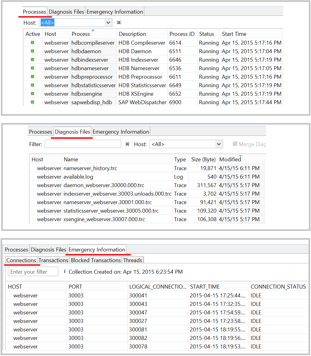 HANA Tutorials: Open HANA studio in Diagnosis mode.