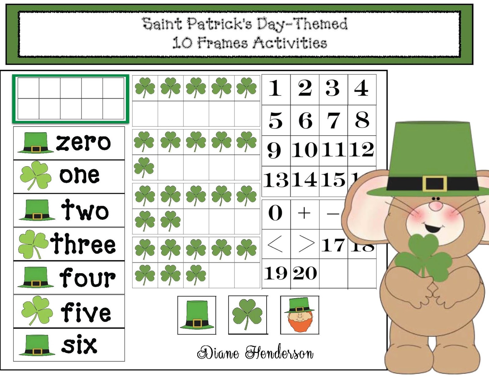 St. Patrick's Themed 10 Frame Activities - Classroom Freebies