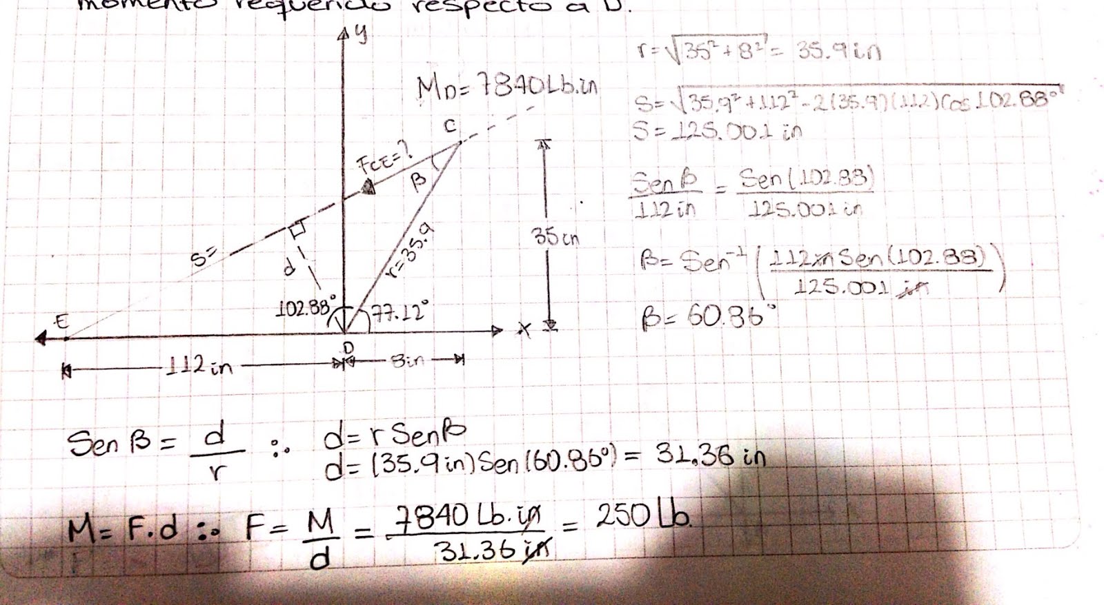 GUÍA DE EJERCICIOS DE MOMENTO DE UNA FUERZA CON RESPECTO A UN PUNTO