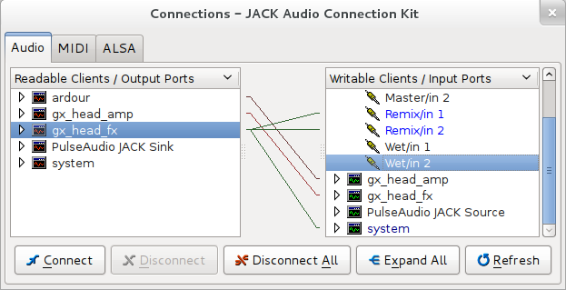 Re-amping with Guitarix and Ardour