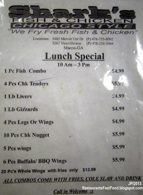 SHARK'S FISH & CHICKEN MACON GEORGIA Mercer University Dr., Shark's ...