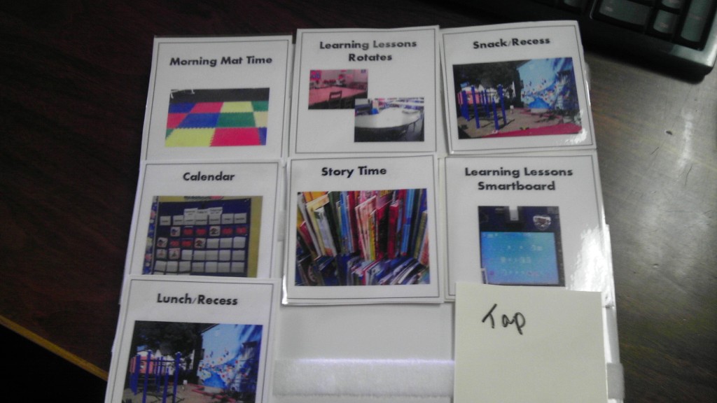 See Rebecca Sew: Homemade PECS Visual Schedule for Kindergarten