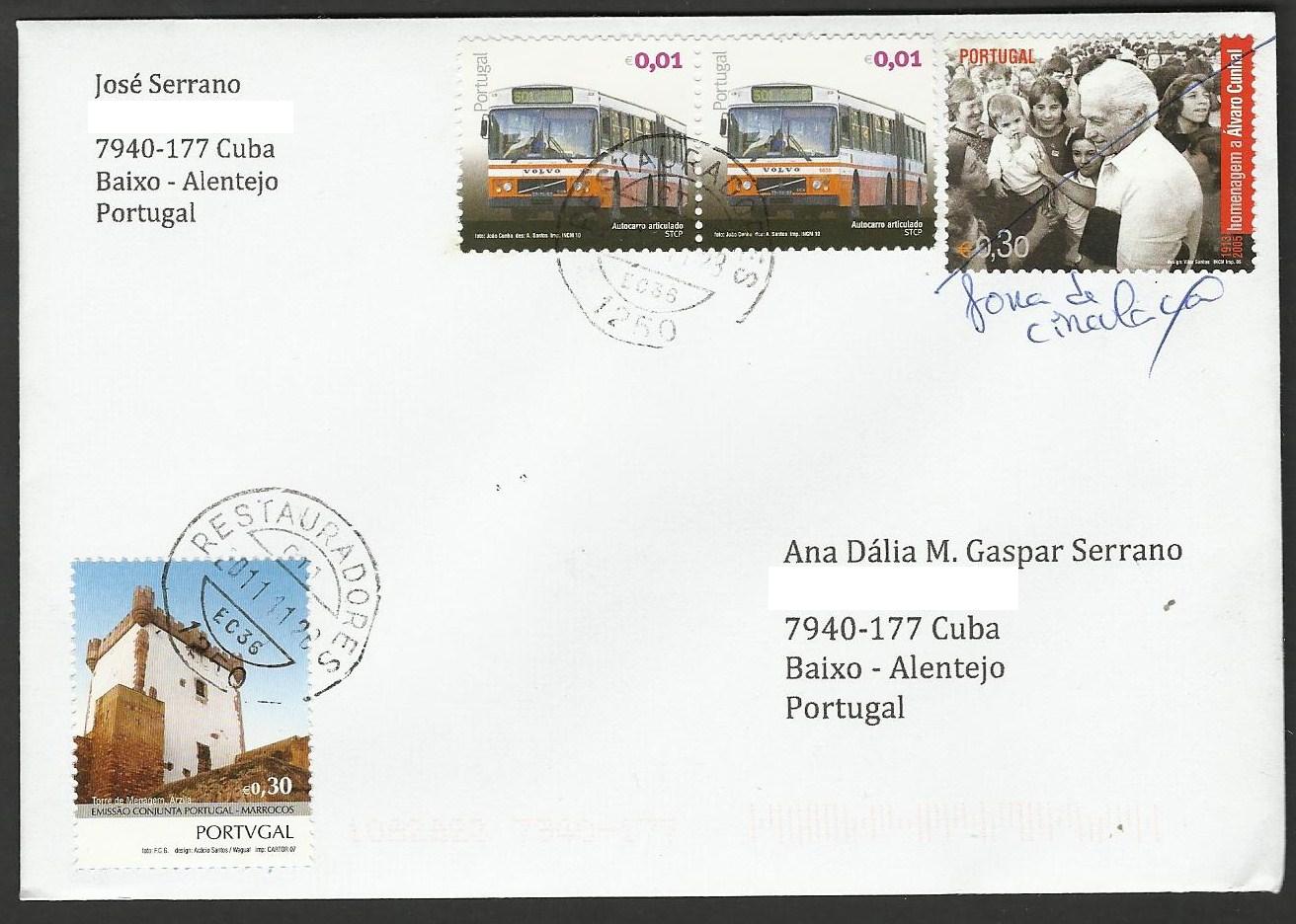 Filatelia Cubense: CARTAS COM SELOS FORA DE CIRCULAÇÃO