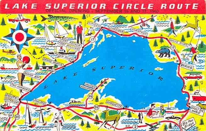 *Postcard Gems: Map: Lake Superior Circle Route