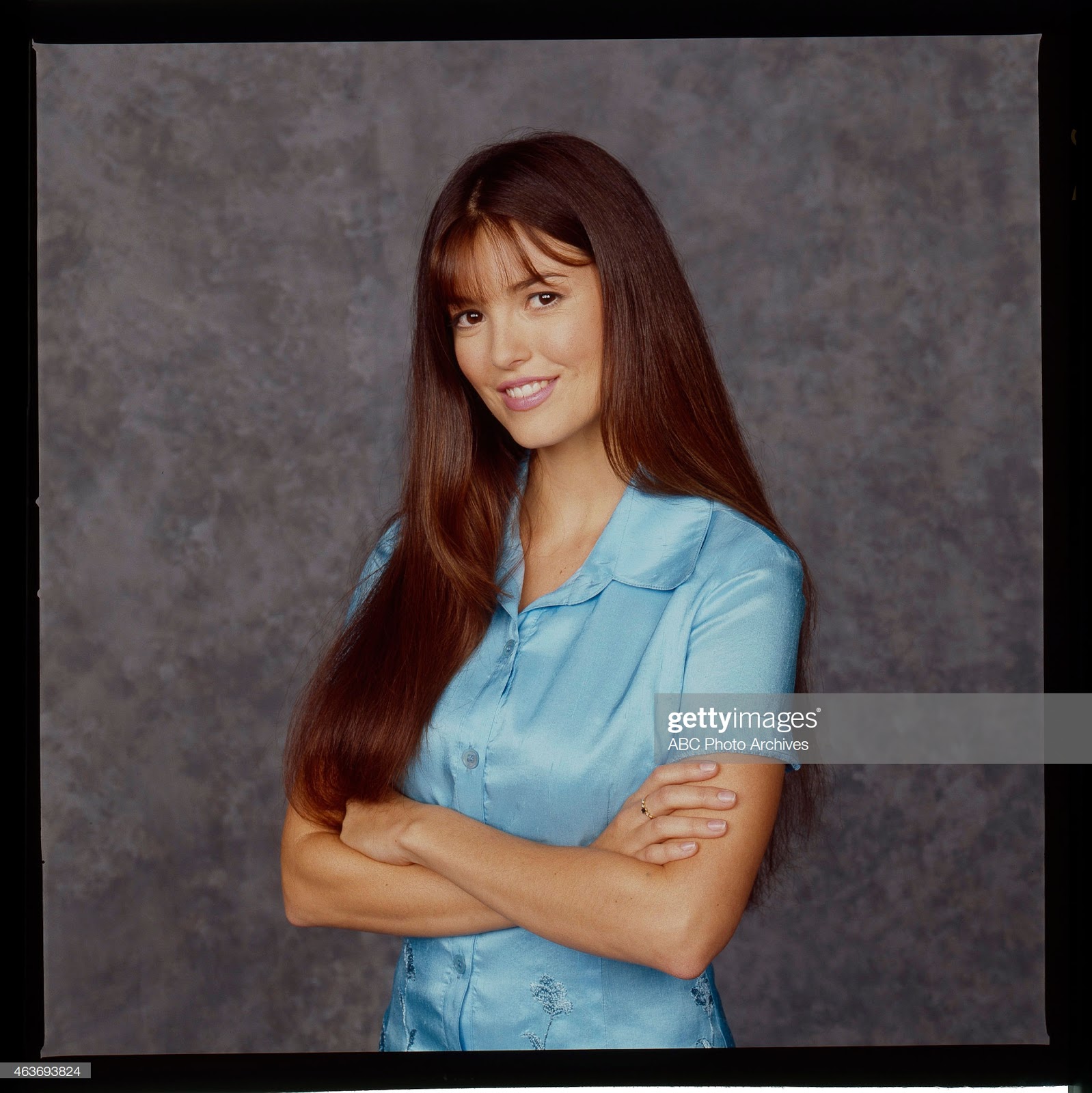 Ladies in Satin Blouses: Angela Watson - teal satin dress