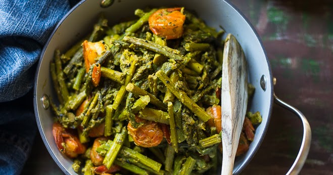 Mix and Stir: Bengali Kochur Loti style Asparagus with Shrimp