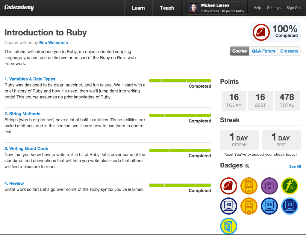 Testhead Codecademy Turns Ruby