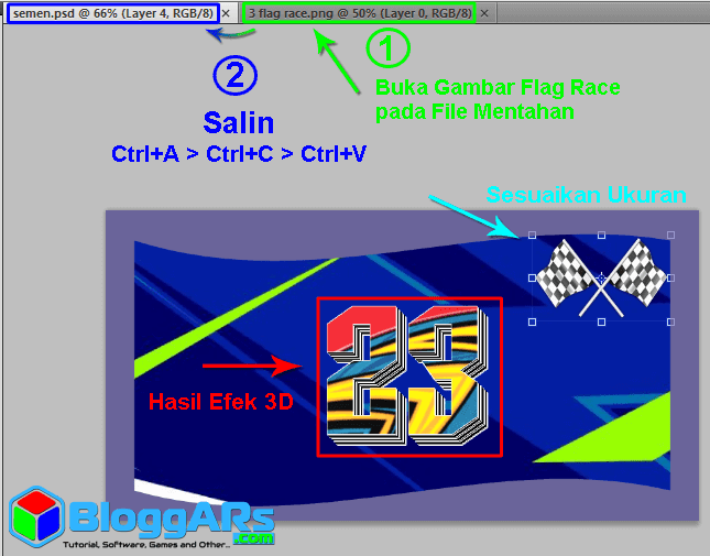 Baca ya : Cara Membuat Nomor Start Balap Drag di Photoshop