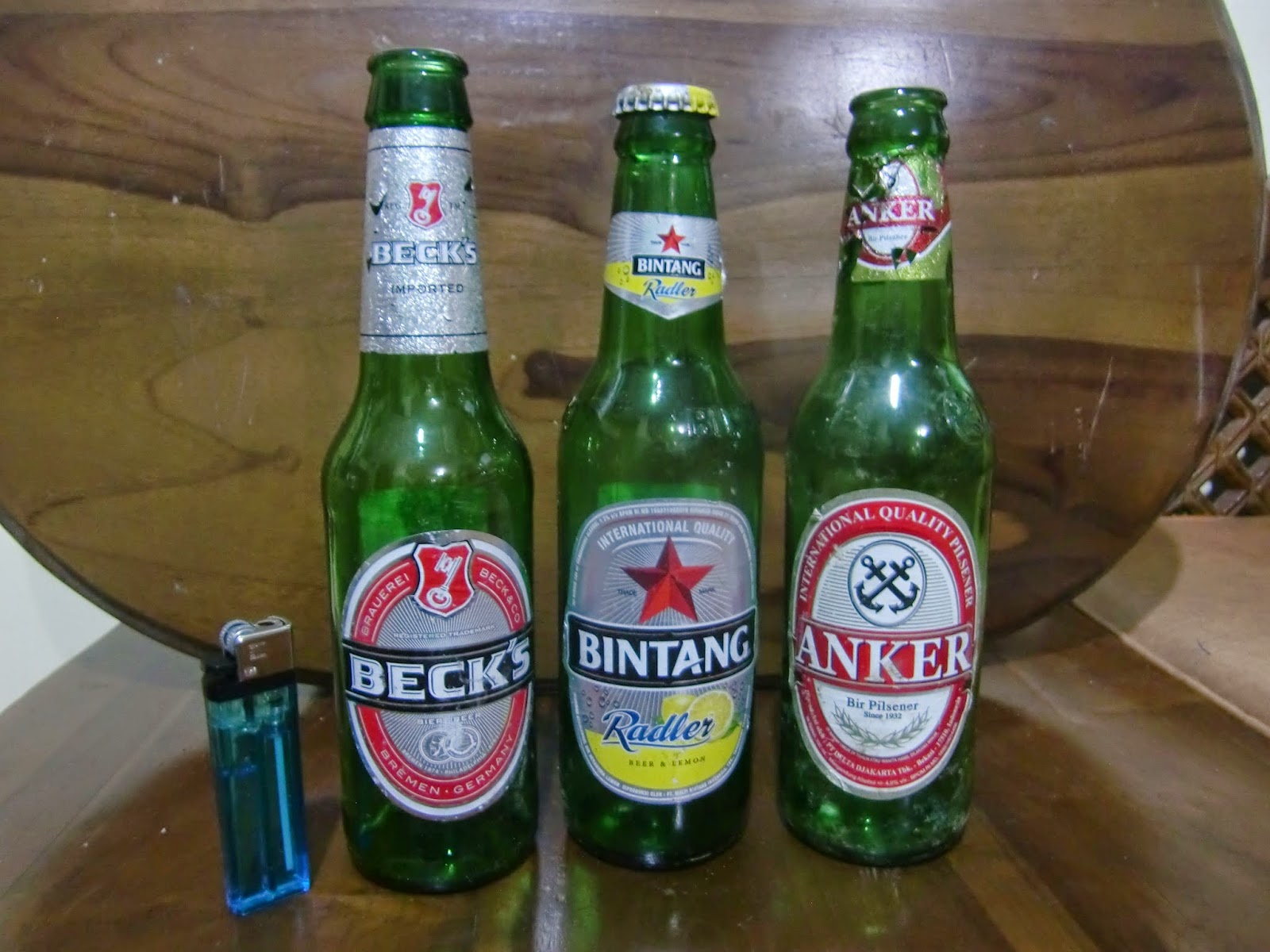 CILEGON ANTIK: Botol Bier Ukuran Kecil Cap Kunci / BECKS, BINTANG dan ANKER