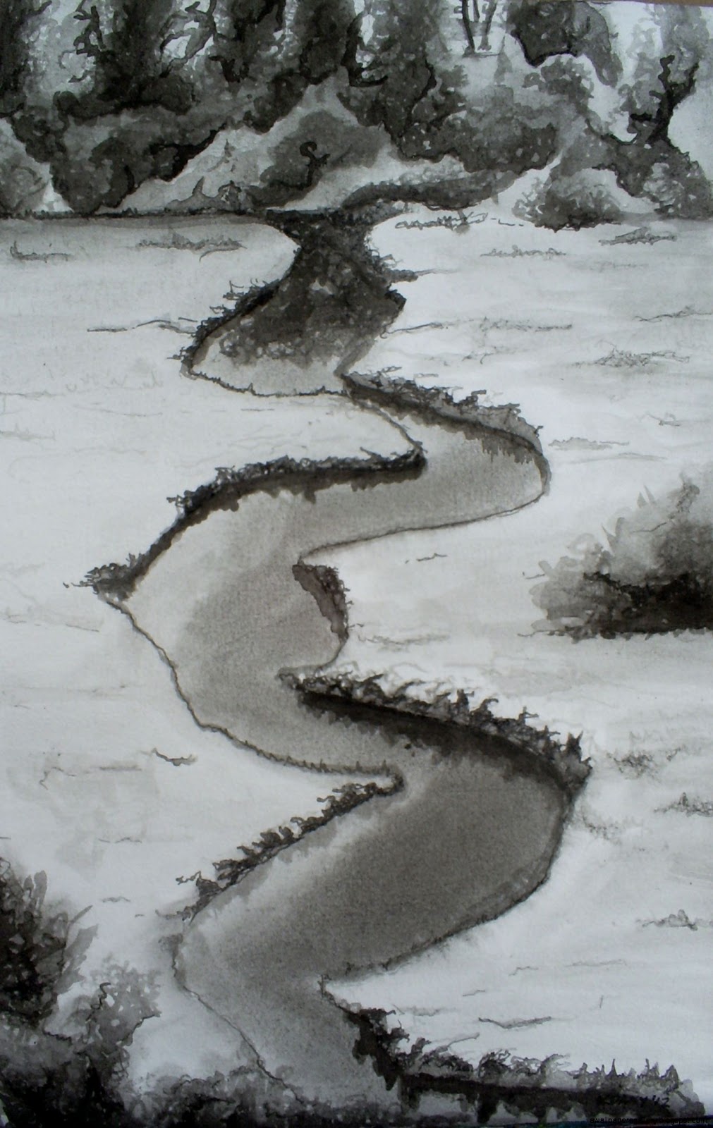 Winding River Drawing | Wallpapers Gallery