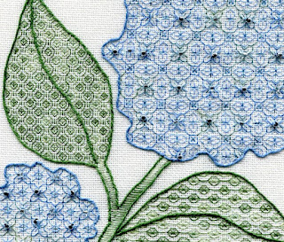 Two-Handed Stitcher: Friday Flowers: Some Stitched Hydrangeas!