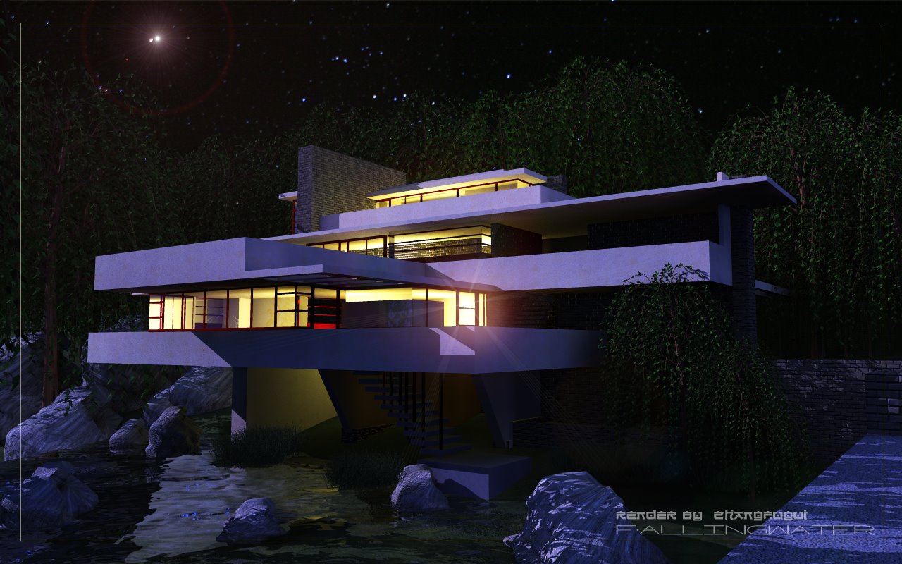 SKETCHUP TEXTURE: FALLING WATER HOUSE CHALLENGE ENTRY