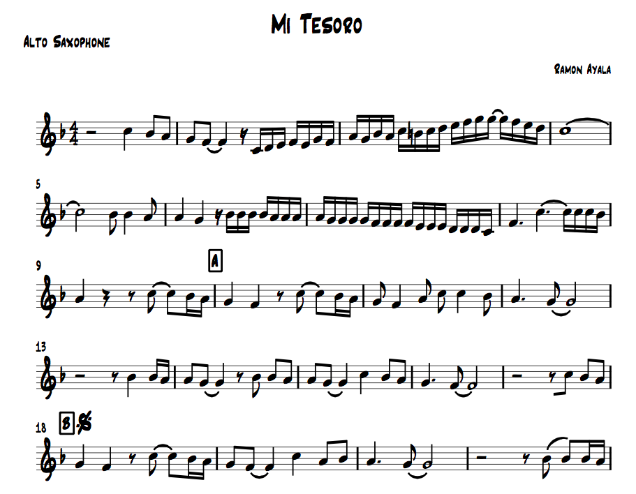 Mi Tesoro Ramon Ayala Saxofon Partitura