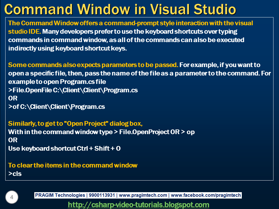 Sql server, .net and c# video tutorial: Part 4 - Command window in ...