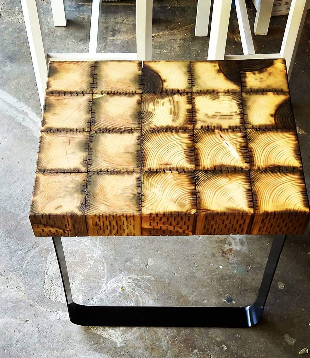 End grain side table
