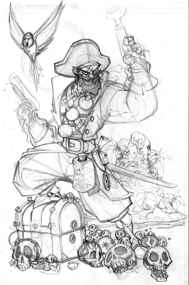 Red J :: A Blog of Art by Jon Sommariva: Pirates pencils to inks and NYCC