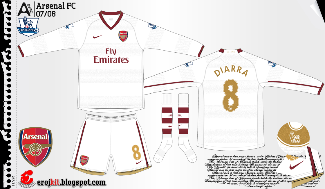Kit Design, by eroj: 2007-08 Arsenal (Home, Away e Third)