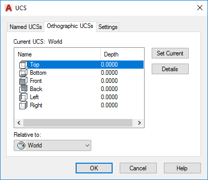 AutoCAD Learns: UCS Dialog Box