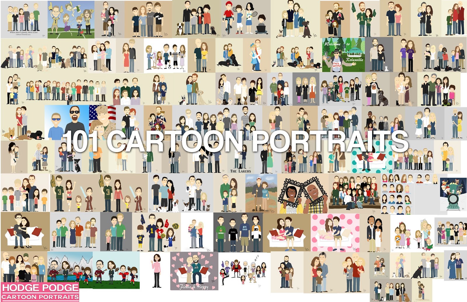 Hodge Podge Cartoon Portraits: 101 Cartoon Portraits!