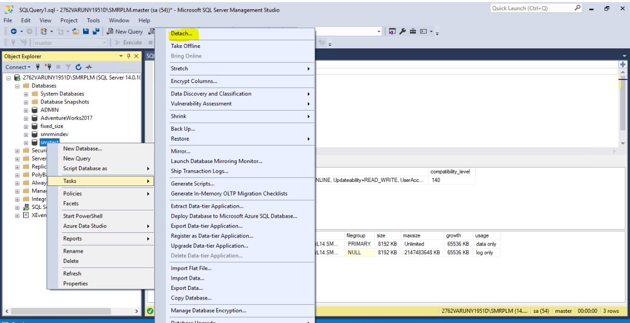 Oracle Database Commands and Practical Examples: MSSQL - Detach and Attach database using GUI