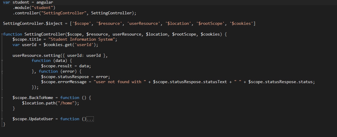 Student Information System - AngularJS , ASP.NET API, C#