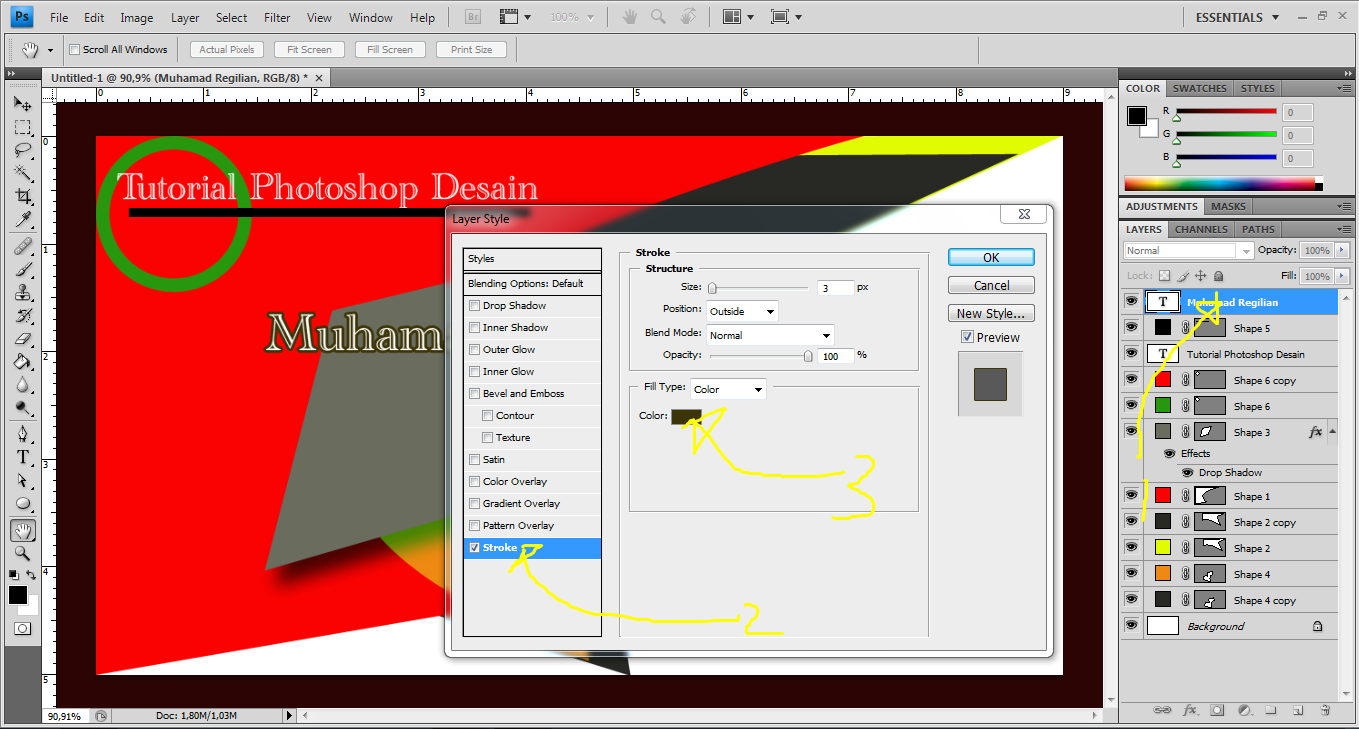 tutorial photoshop cara membuat dan contoh desain kartu nama keren ...