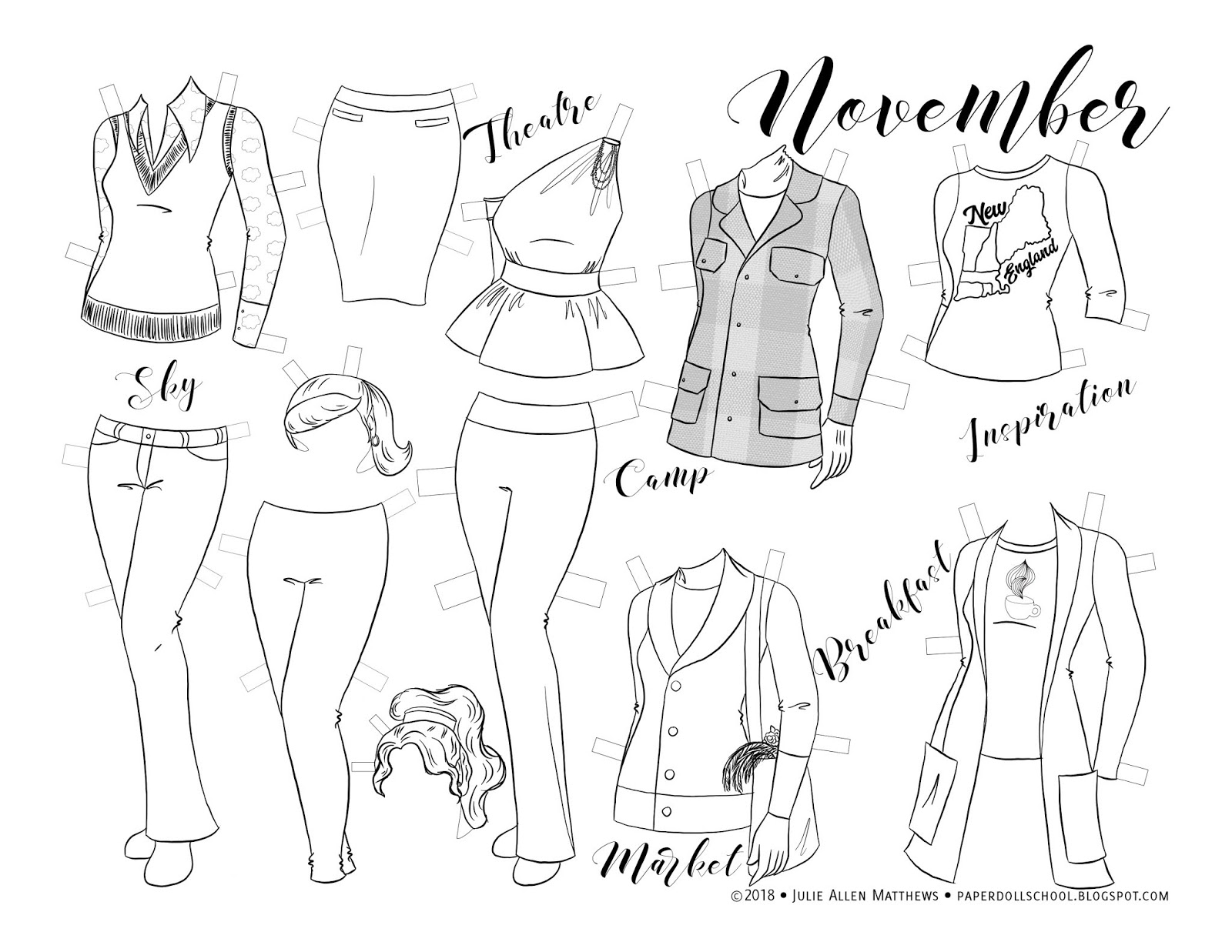 Paper Doll School: November Paper Doll - Set 1