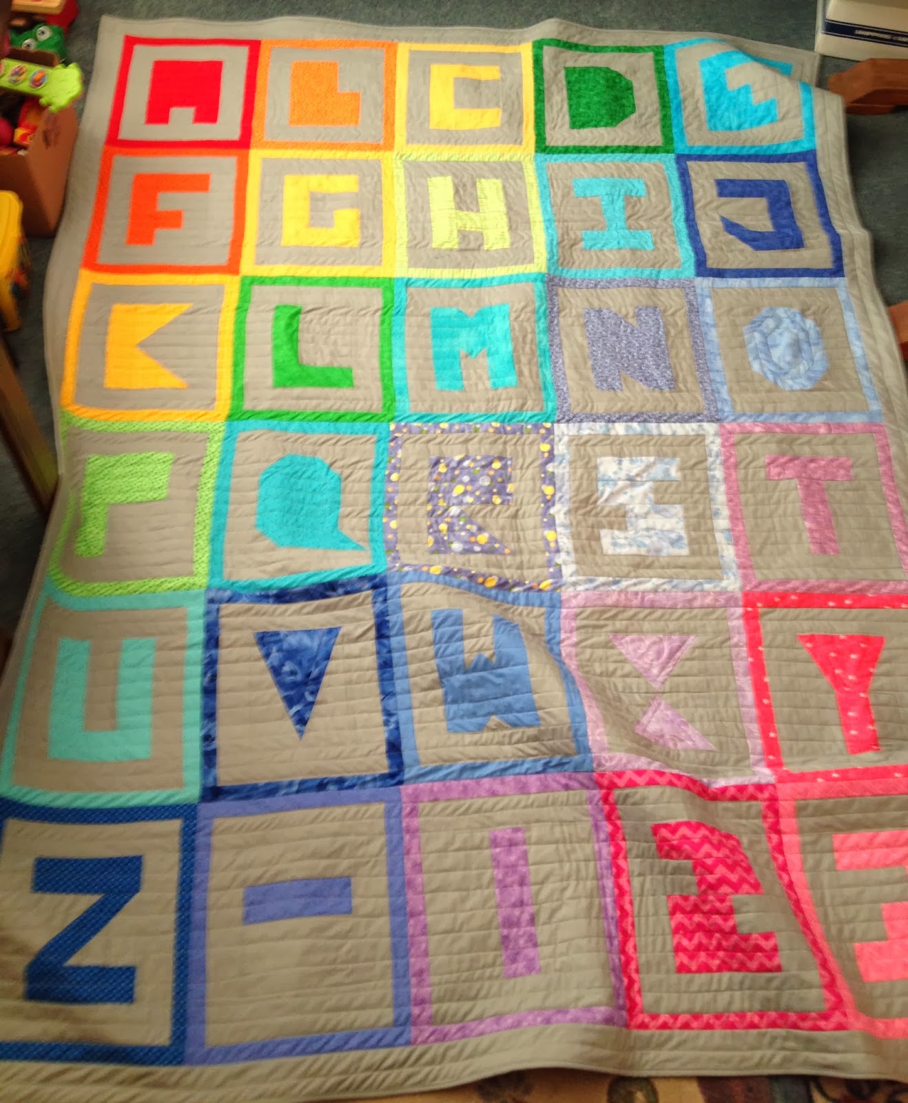 Sew What Now: Easy as ABC quilt finished