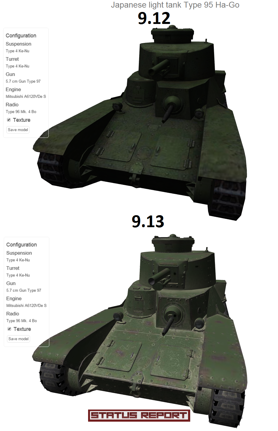 Status Report: 9.13: Type 95 Ha-Go Armor Changes
