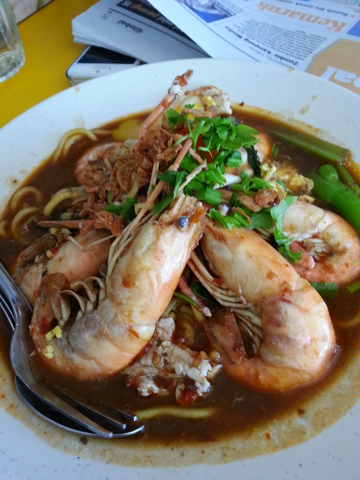 " SEBUAH PERJALANAN": Mee Bandung Udang Galah live in Kulai, Johor