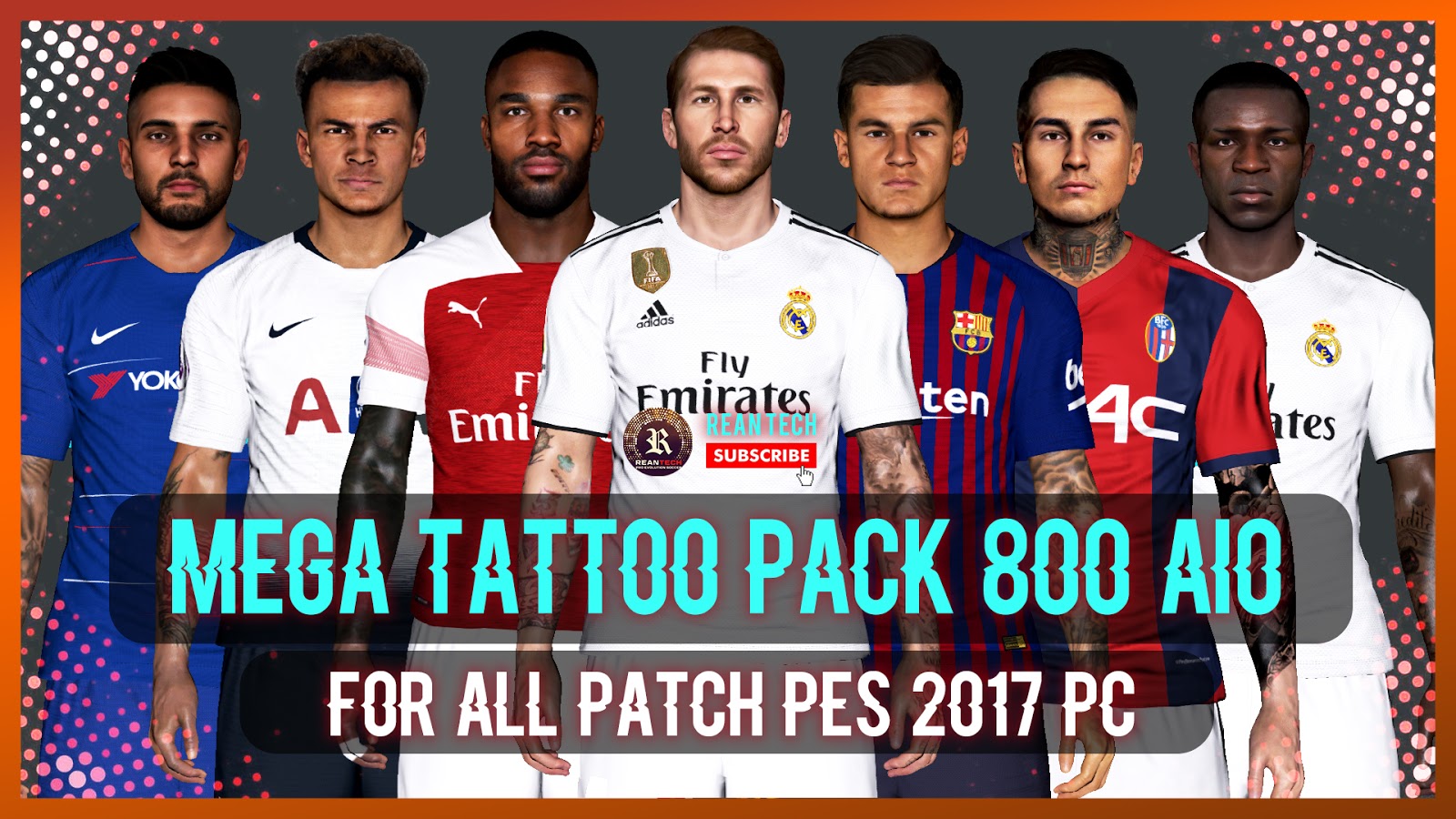 PES 2017 Mega Tattoo Pack 800 AIO by Rean Tech