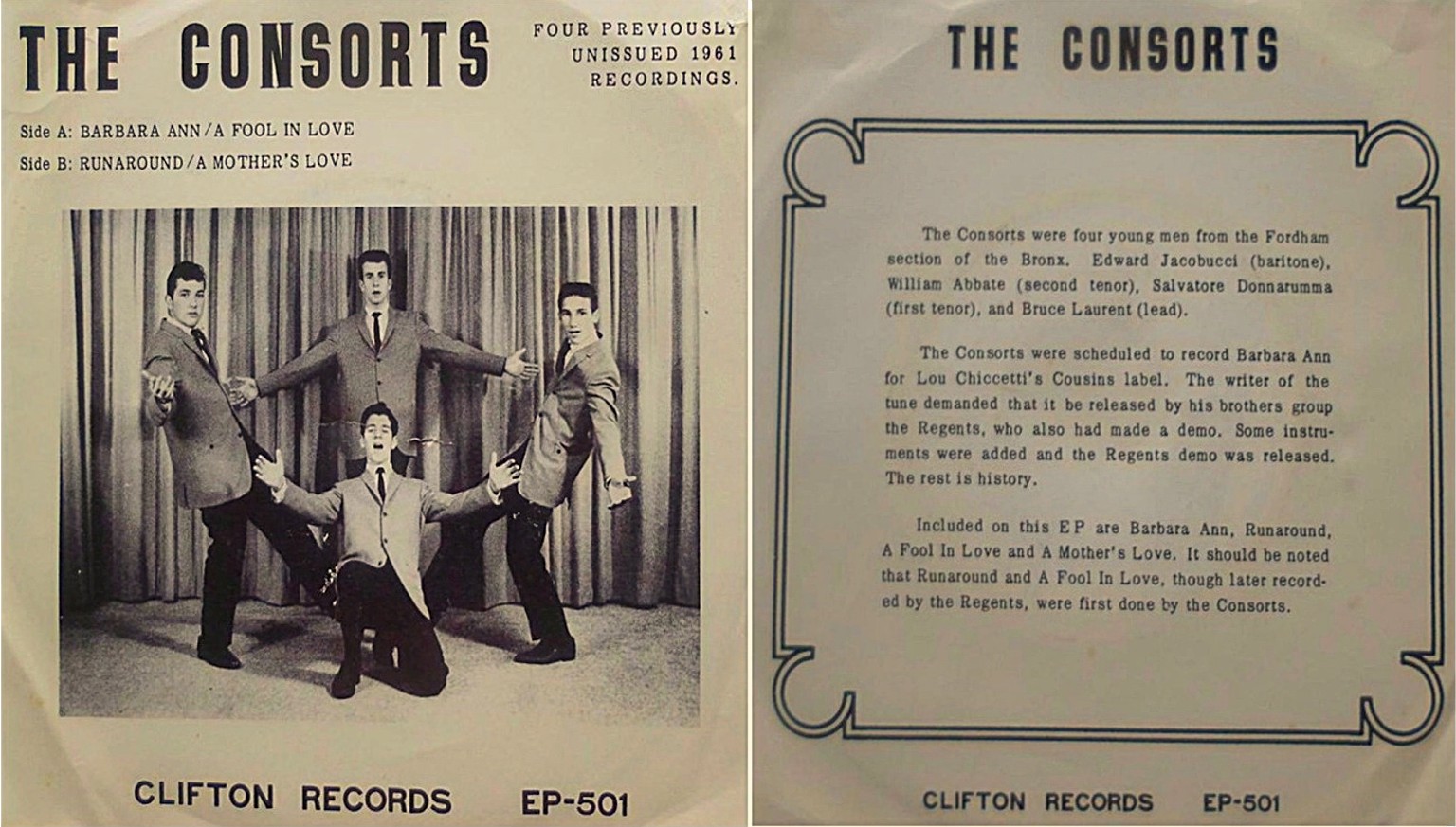 WHITE DOO-WOP COLLECTOR: THE CONSORTS aka THE CHUCKLES aka THE FOUR CLEFS