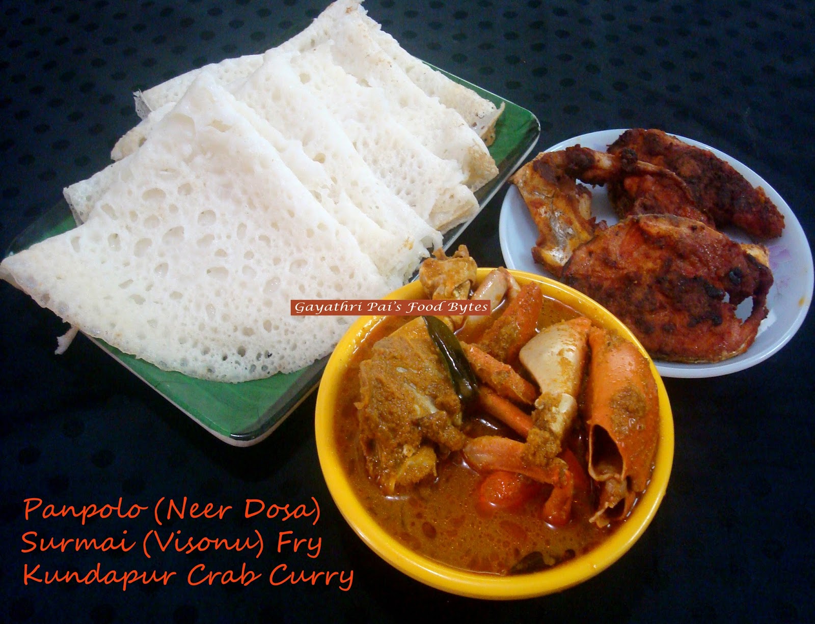 Gayathri Pai's Food Bytes: Kundapur Crab Curry ~ Panpolo (Neer Dosa ...