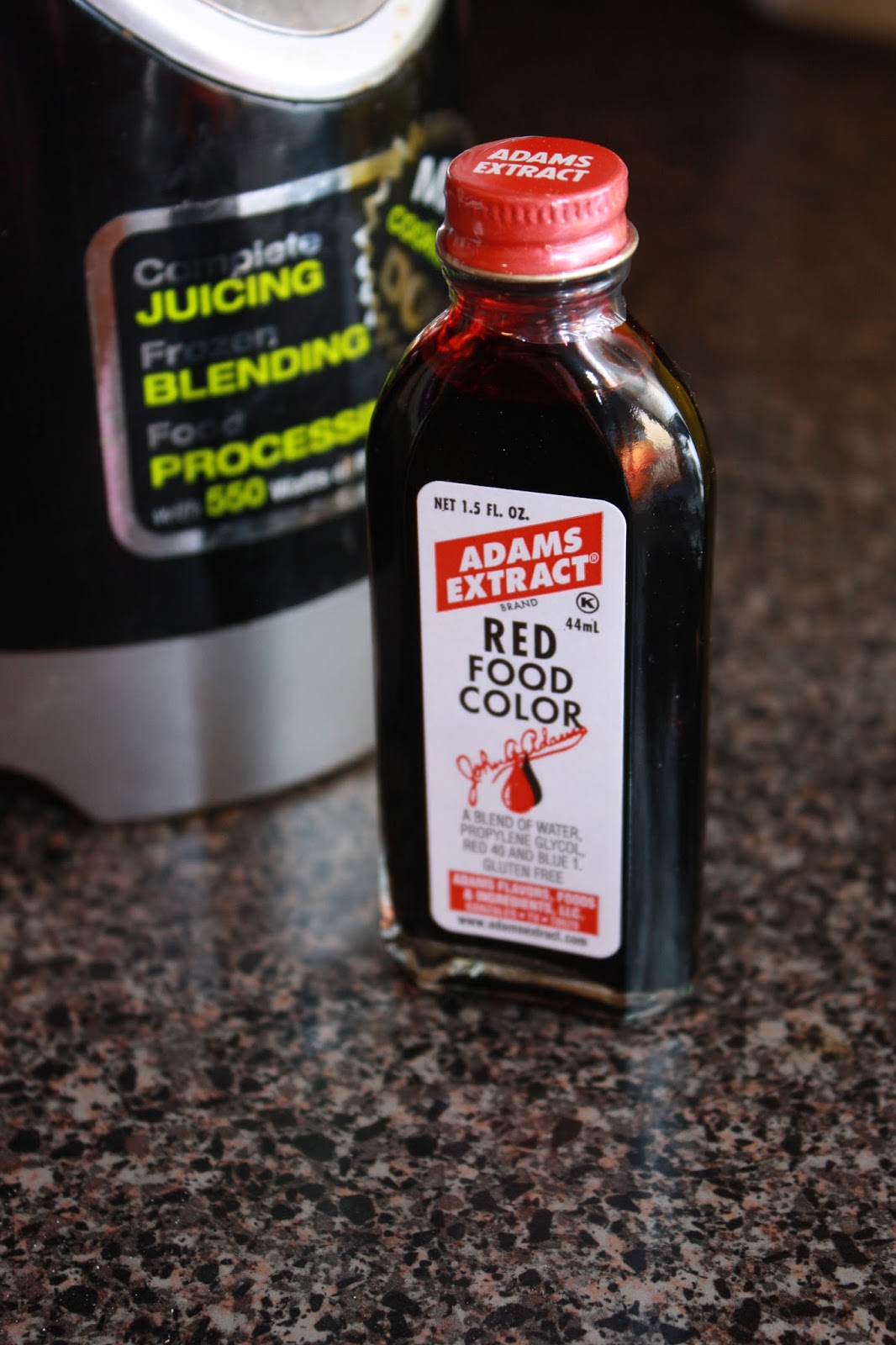 Then add the red food coloring.