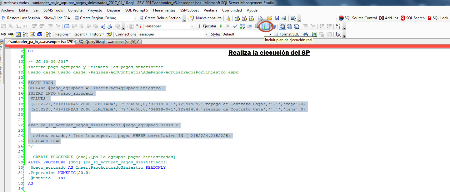 Programación: SQL - Ejecutar Showplan