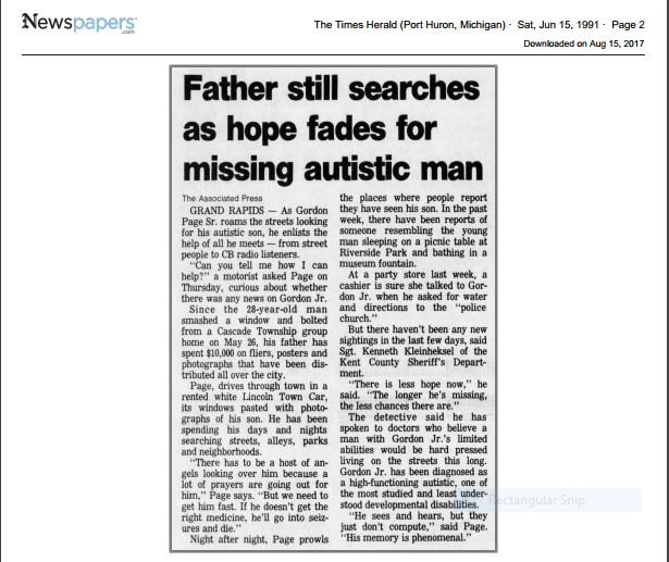 Quick Entry # 2: Missing-Gordon Thomas Page Jr. - CrimeBlogger1983