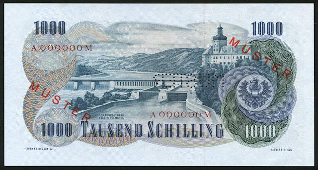 Austria currency 1000 Austrian Schilling banknote of 1961 Viktor Kaplan ...