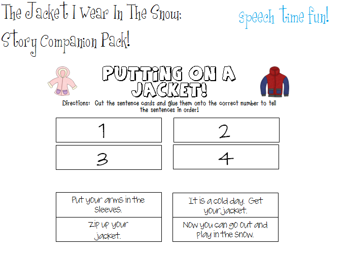 The Jacket I Wear In The Snow: Story Companion Activity Pack! - Speech ...