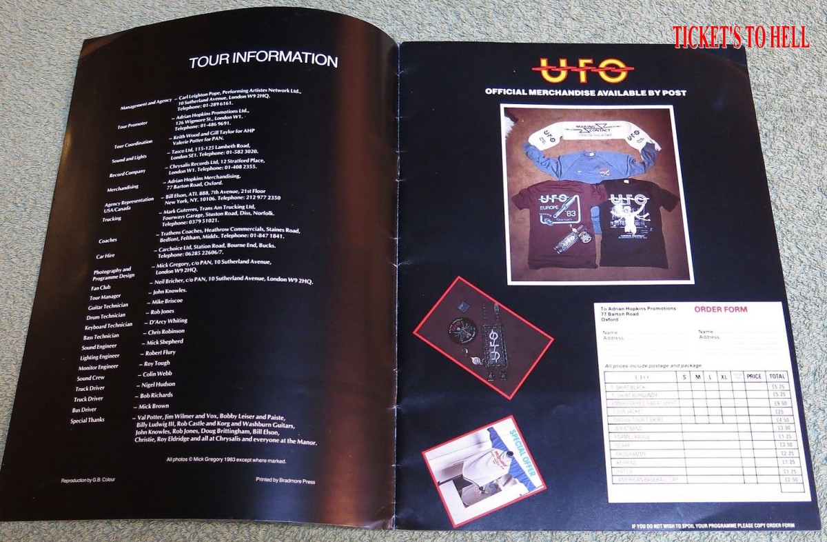 UFO Making Contact World Tour 1983 Original Tour Programme