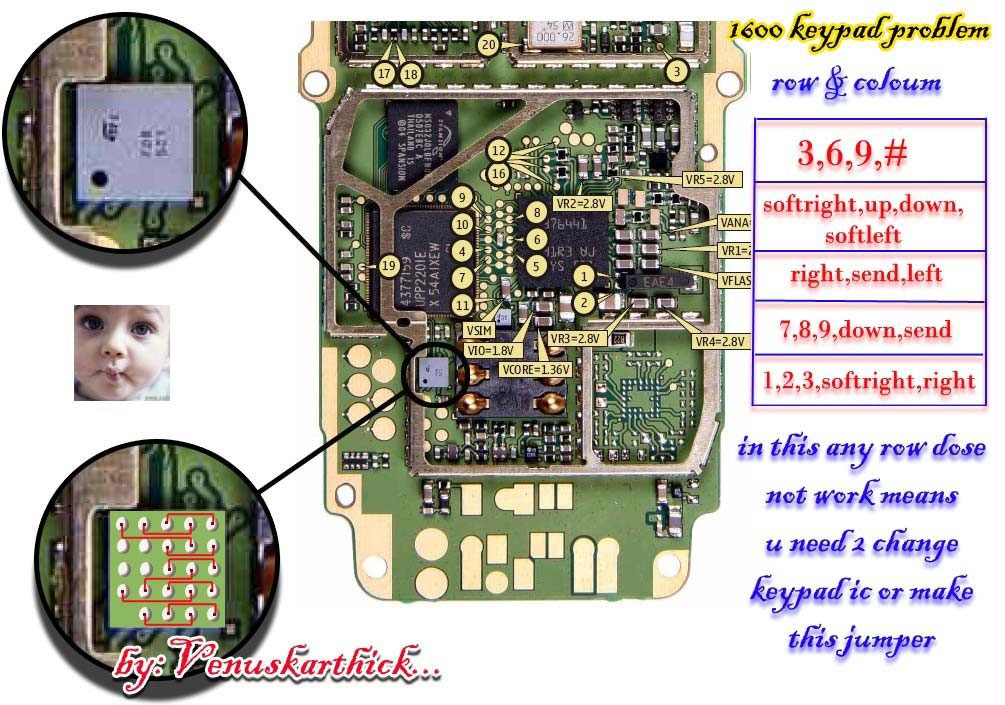 nokia 1600 keypad ic problam