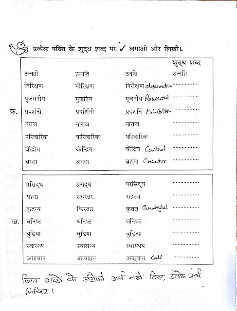 Hindi Grammar Work Sheet Collection for Classes 5,6, 7 & 8: Correct the ...
