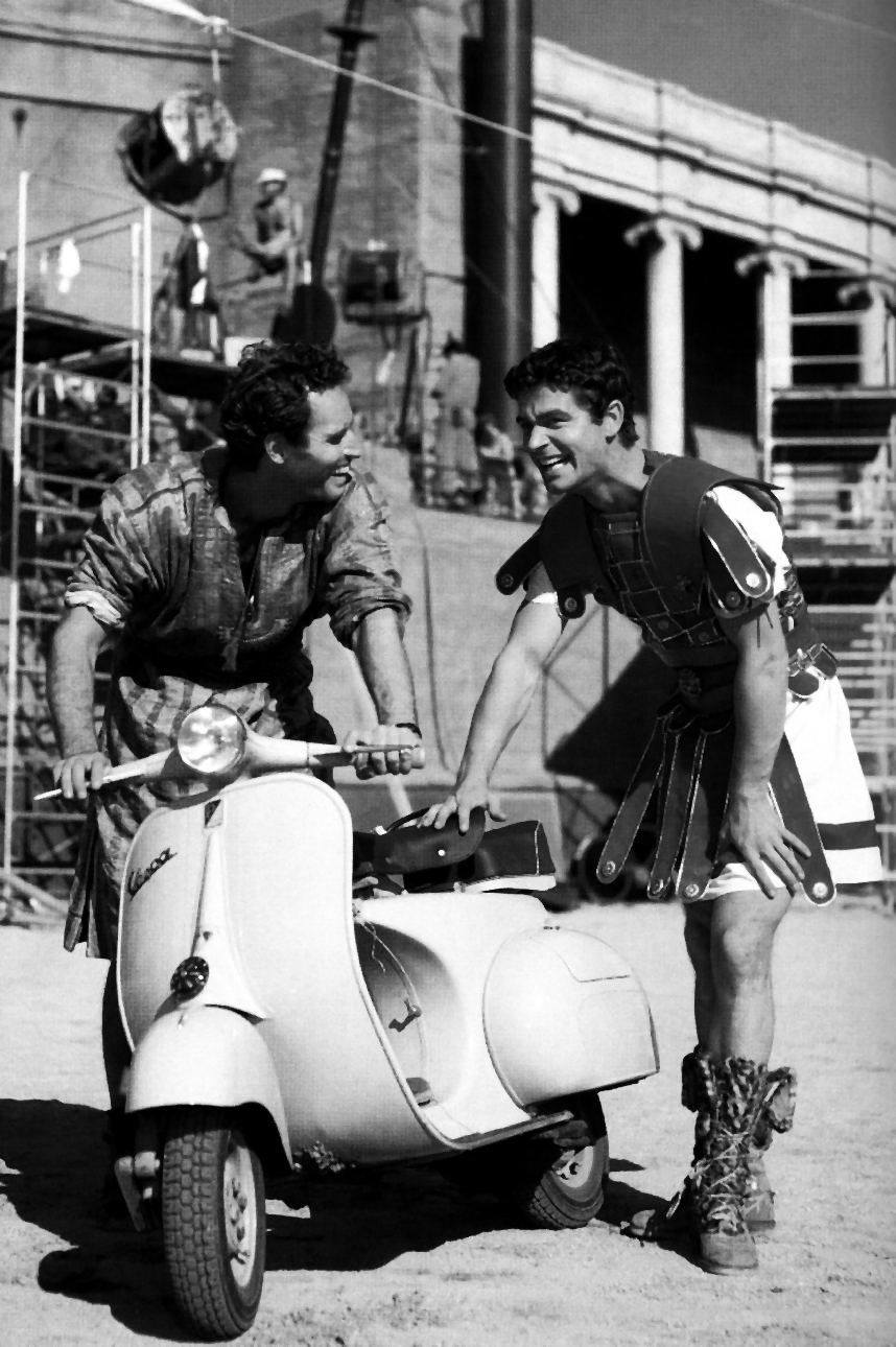 Funny Photos of Charlton Heston and Stephen Boyd Riding a Vespa During ...