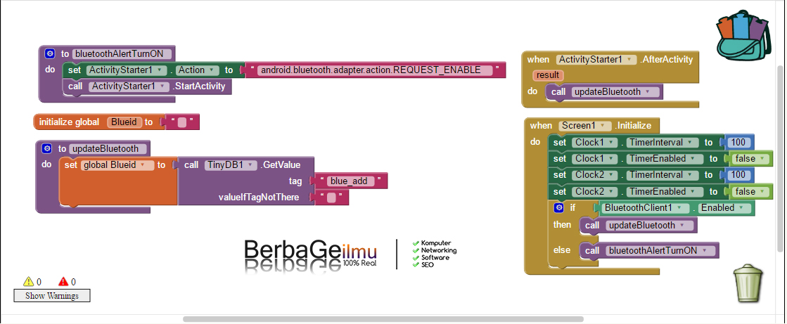 APP INVENTOR Permintaan mengaktifkan bluetooth saat membuka aplikasi Android - Berbage Ilmu ...