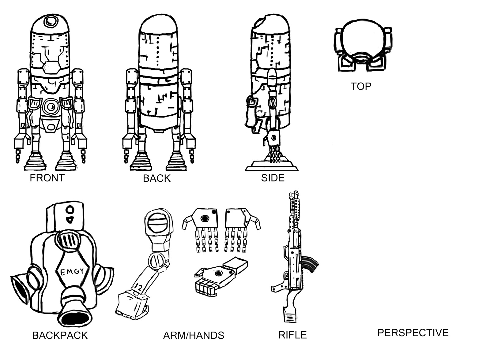 Liam Roberts BAGD YR2: Ashley Wood Robot Blueprints (without perspective)