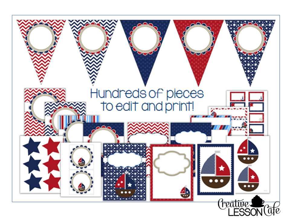 Creative Lesson Cafe: Sailing Theme Classroom Decor Set and Labeling ...