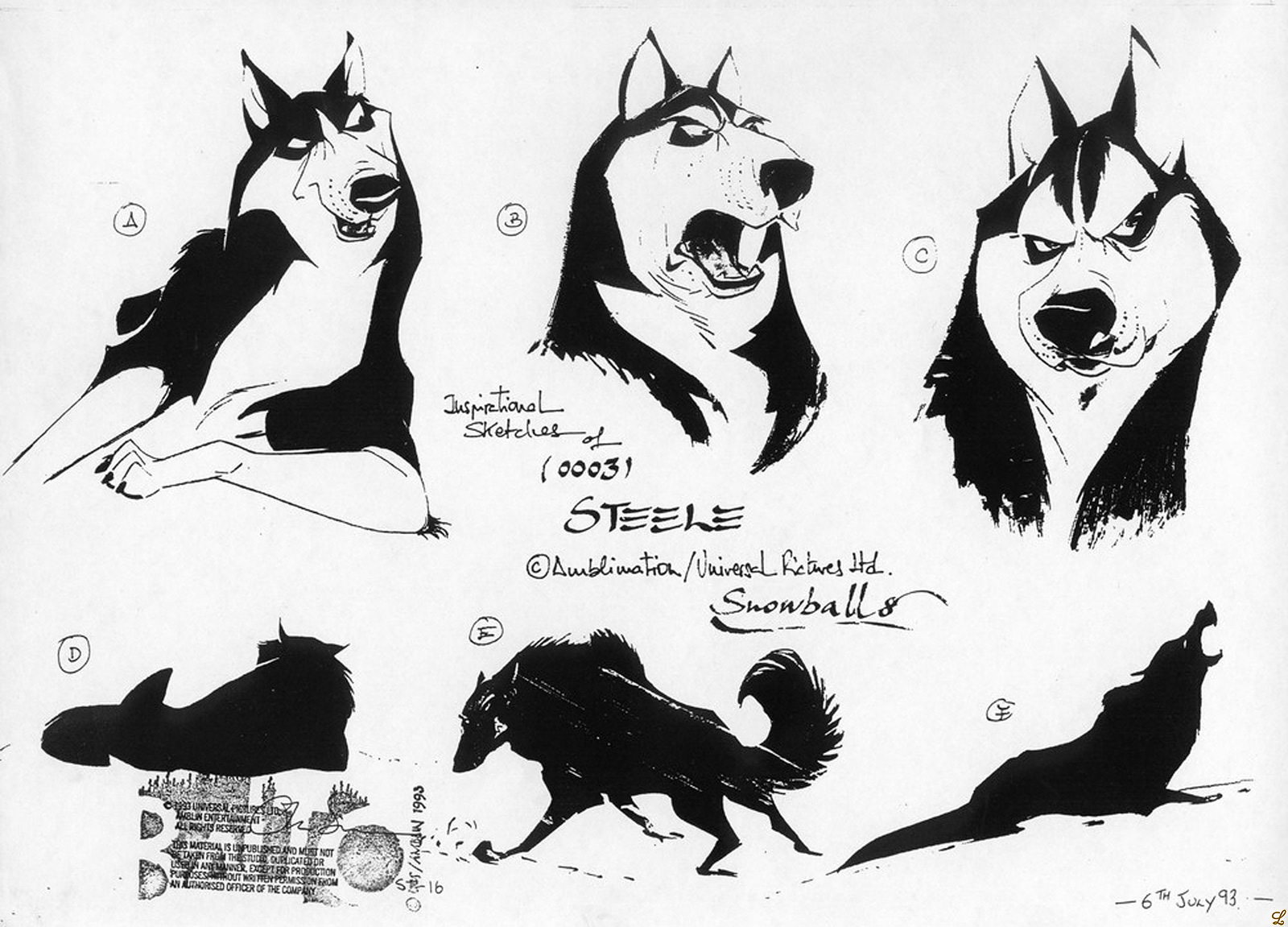Art Models: Balto (1995) - Characters, Model Sheets