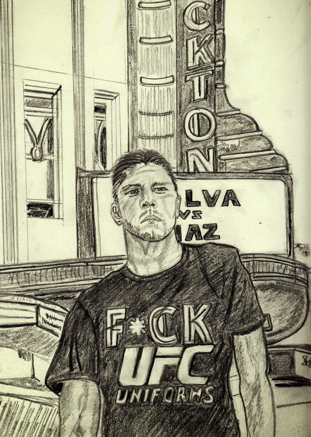 MMA Cartoon: Nick Diaz pencil drawing
